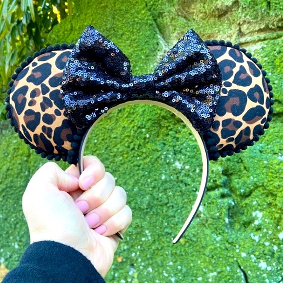 Accessories | Safari Leopard Animal Print Minnie Mouse Ears Headband ...